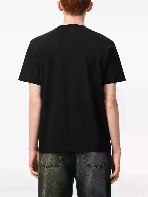 AMI Paris De Coeur Embroidered Organic Cotton T-shirt - Black