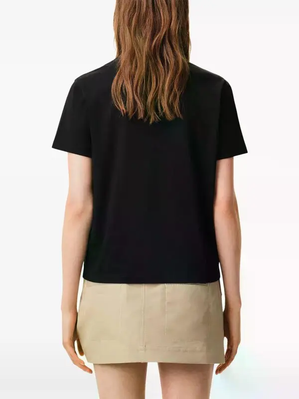 AMI Paris De Coeur Embroidered Organic Cotton T-shirt - Black