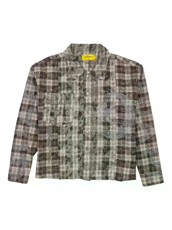 GUAPI Crystal-embellished Plaid Shirt - Neutrals