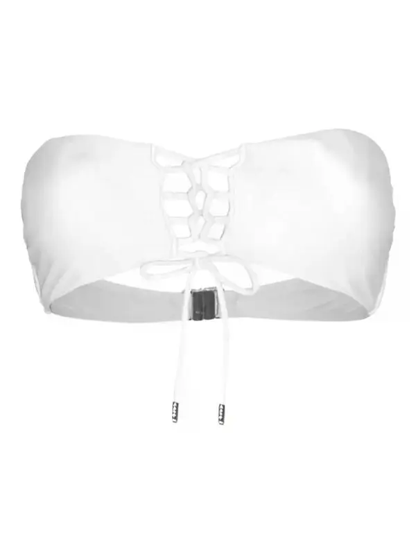 CAHA CAPO DUBAI Scarlett Lace-up Bandeau Bikini Top - White