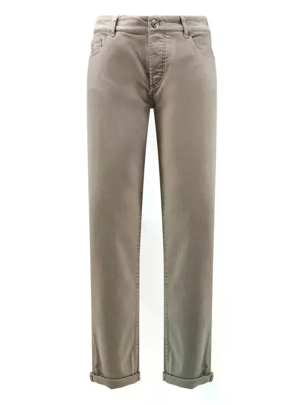 Brunello Cucinelli Logo-embroidered Five-pocket Trousers