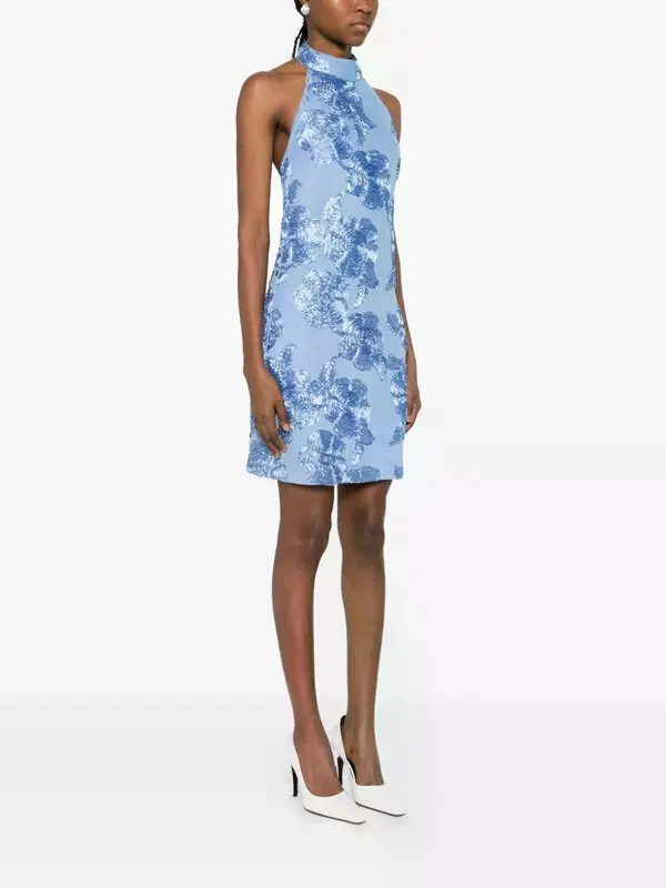 ROTATE BY BIRGER CHRISTENSEN Halterneck Floral Mini Dress