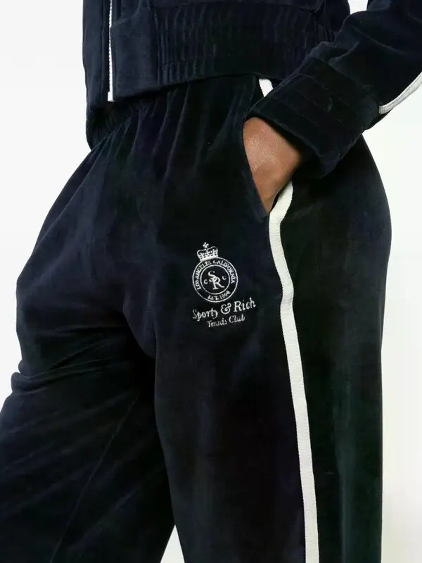 SPORTY & RICH Side-stripe Logo-detail Track Pants - Blue