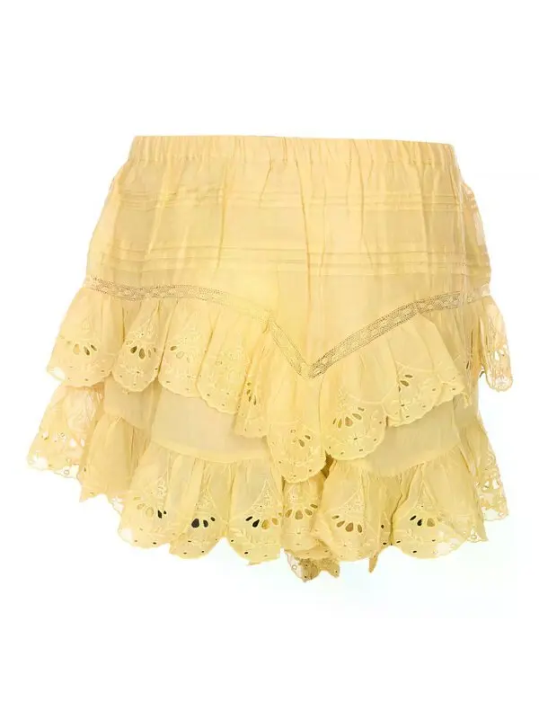 MARANT ETOILE Jocadia Embroidered Ruffled Mini Skirt - Yellow