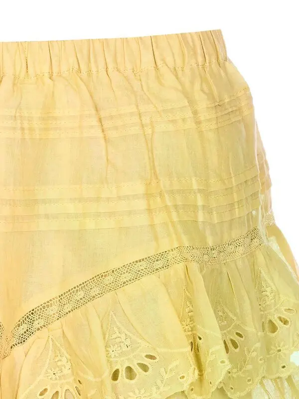 MARANT ETOILE Jocadia Embroidered Ruffled Mini Skirt - Yellow