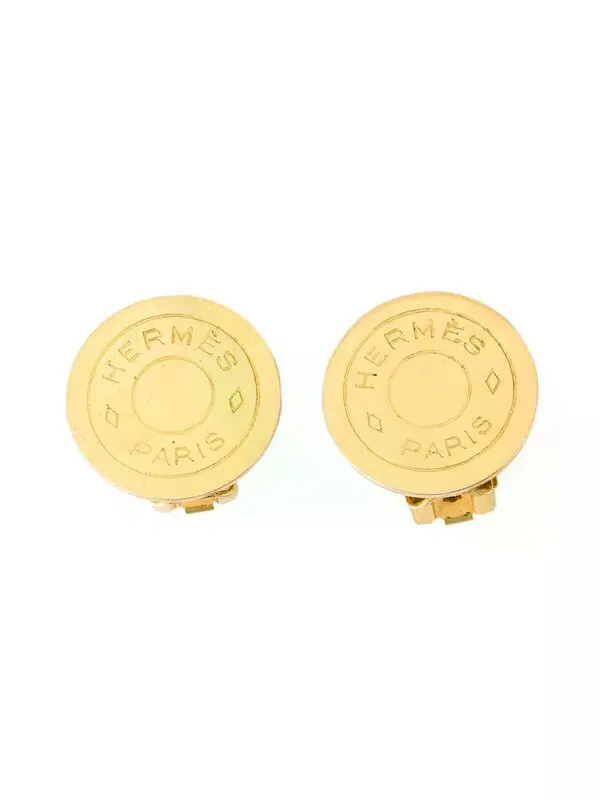 Hermès Logo Stud Clip-on Earrings - Metallic