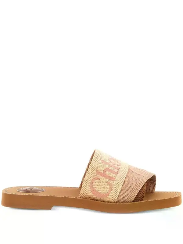 Chloé Logo Print Sandals - Neutrals