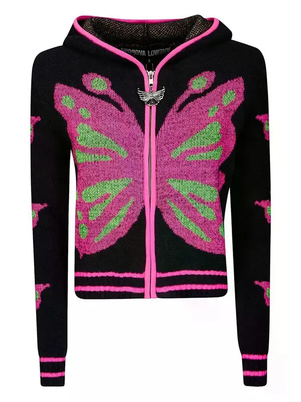CHOPOVA LOWENA Butterfly Knit Hoodie - Black