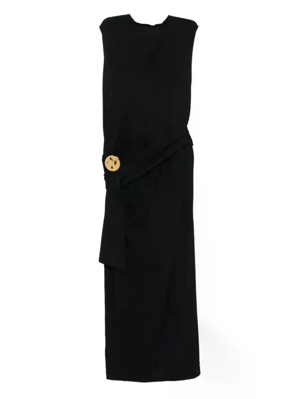 JIL SANDER V-neck Draped Maxi Dress