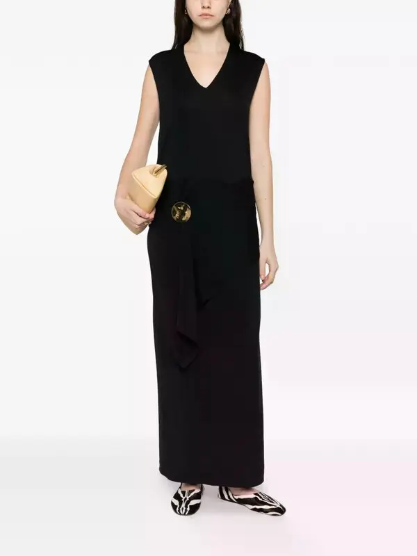 JIL SANDER V-neck Draped Maxi Dress