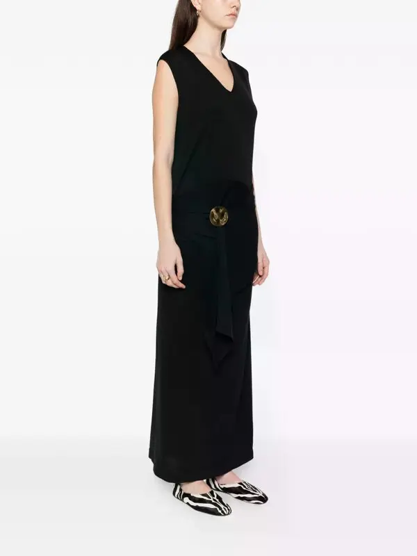 JIL SANDER V-neck Draped Maxi Dress