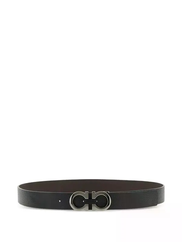 FERRAGAMO Gancini Grained Reversible Belt - Black