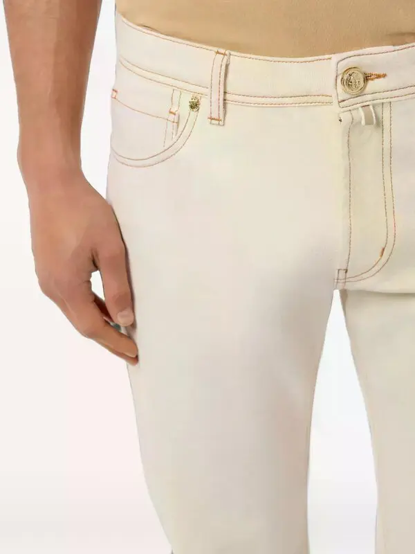 BILLIONAIRE Five-pocket Jeans With Embroidered Detail - Neutrals