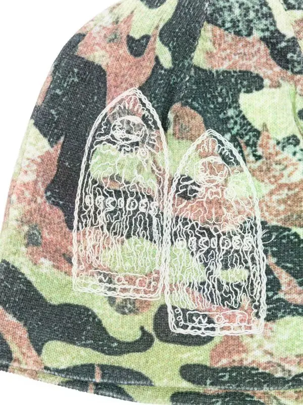 WHO DECIDES WAR Flame Camouflage Embroidered Beanie