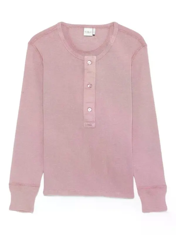 Chloé Henley Cotton Top - Pink