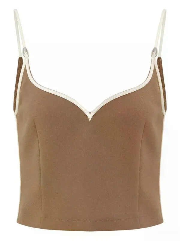 Paris Georgia Heart Trim-detail Top - Brown