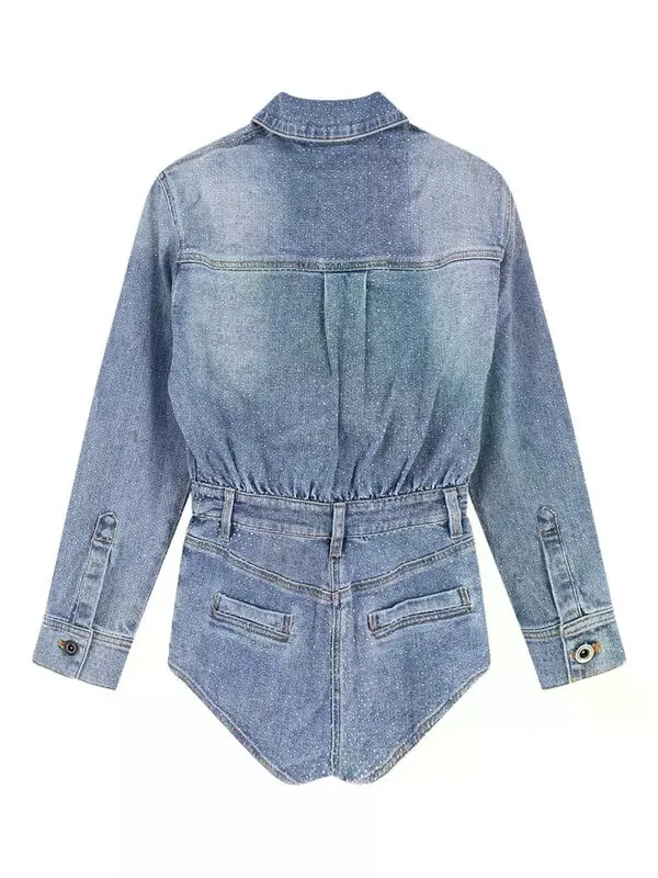 SELF-PORTRAIT Pocket Denim Playsuit