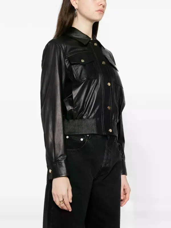 Max Mara Button-fastening Leather Jacket - Black