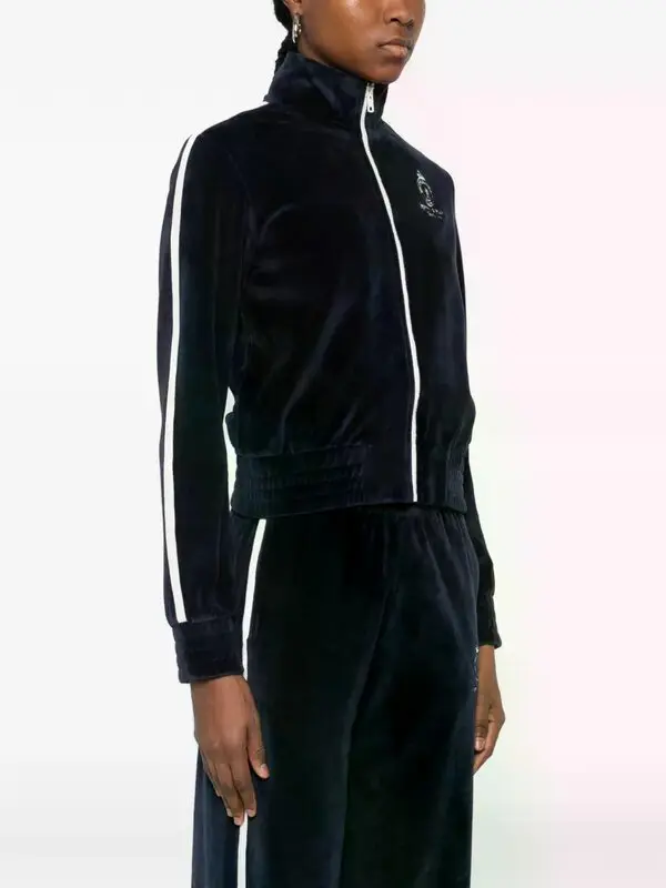 SPORTY & RICH Sleeve-stripe Zipped Sweatshirt - Blue
