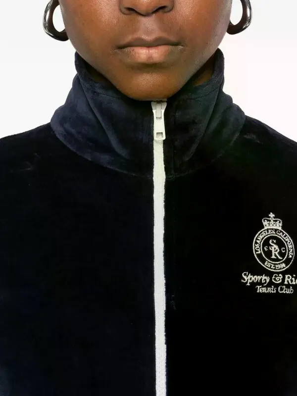 SPORTY & RICH Sleeve-stripe Zipped Sweatshirt - Blue