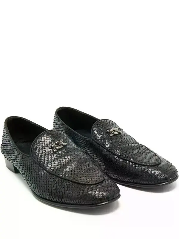 GIUSEPPE ZANOTTI Snakeskin-textured Loafers