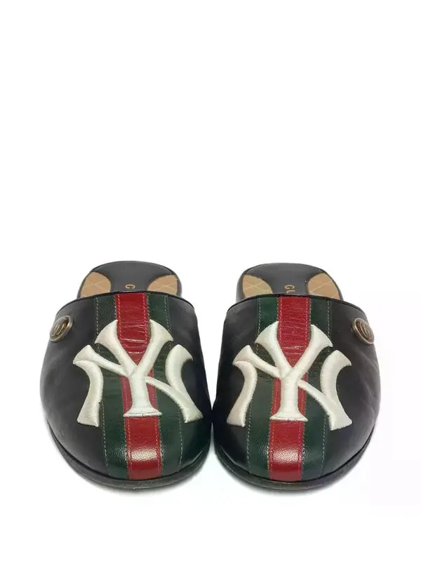 Gucci X Ny Yankees Embroidered-logo Mules