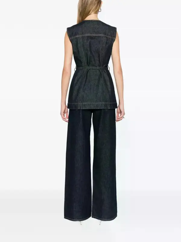 Sportmax Belted Denim Top - Blue