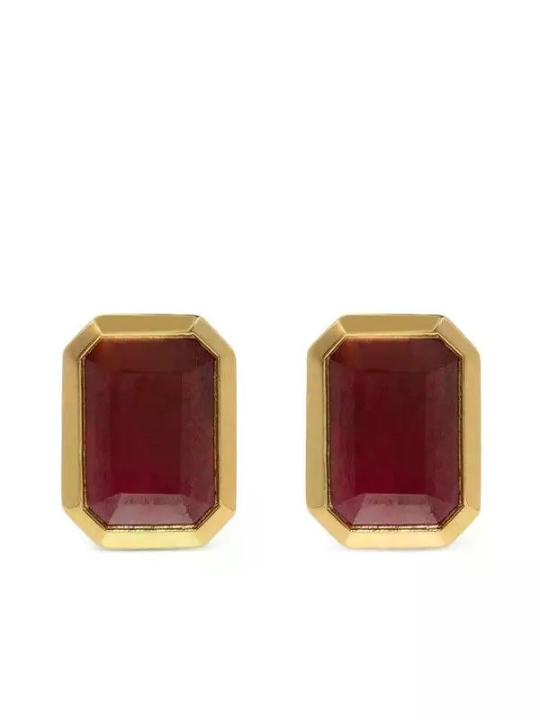 AZLEE Ruby Stud Earrings - Gold