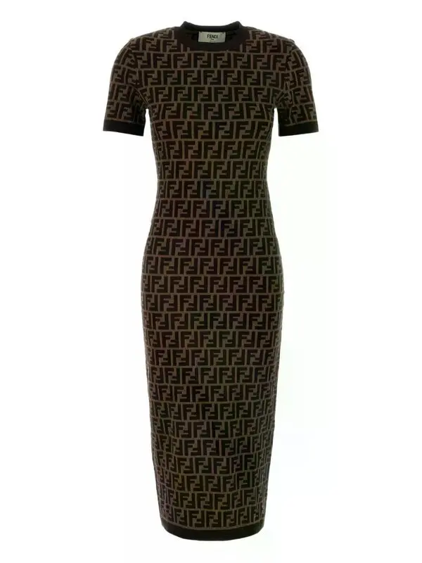 Fendi Fitted Jacquard Mini Dress