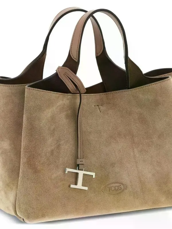 TOD'S Mini Apa Suede Tote Bag - Neutrals