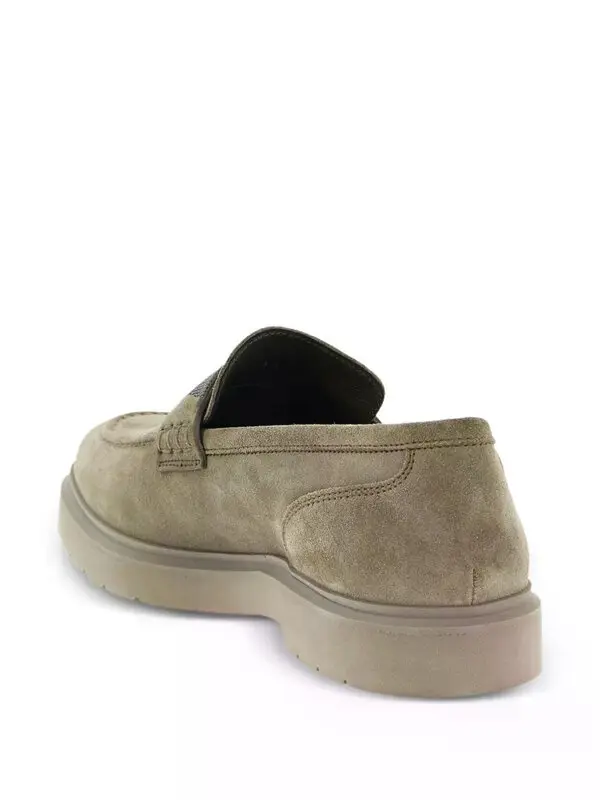 Brunello Cucinelli Monili-detail Suede Loafers - Green