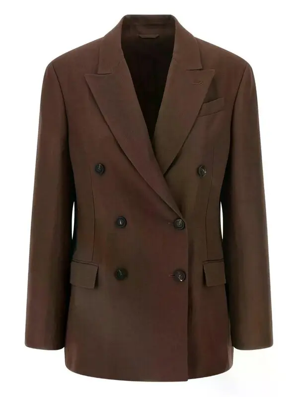 Brunello Cucinelli Peak Lapels Double-breasted Blazer - Brown