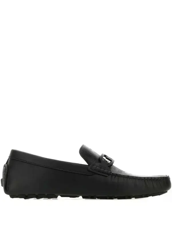 Fendi Diver O Lock Leather Loafers