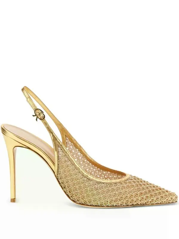 GIANVITO ROSSI Nikki Metallic Slingback Pumps