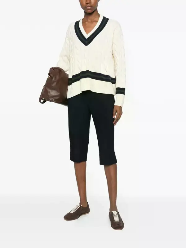SPORTY & RICH V-neck Striped Knitwear