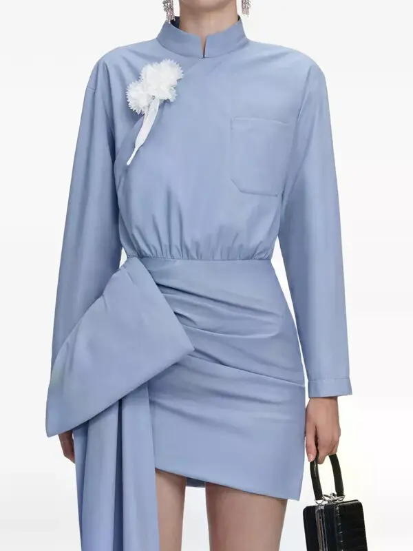 SELF-PORTRAIT Tie Side Bow Mini Dress - Blue