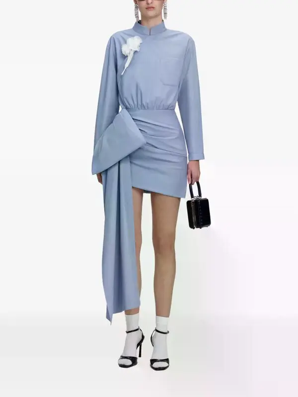 SELF-PORTRAIT Tie Side Bow Mini Dress - Blue