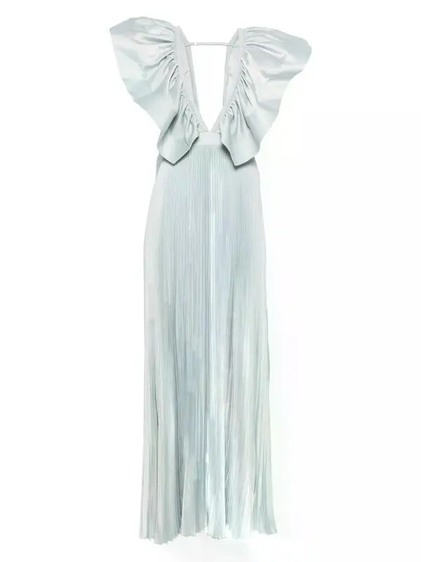 L'IDEE Ventoux Ruffled V-neck Gown - Blue