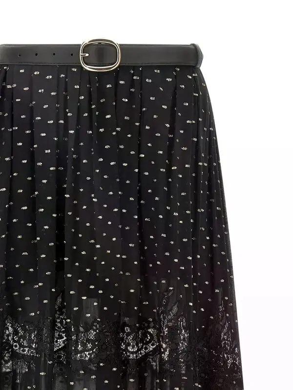 SELF-PORTRAIT Chiffon Lace Maxi Skirt With Metallic Fil Coupé Detail