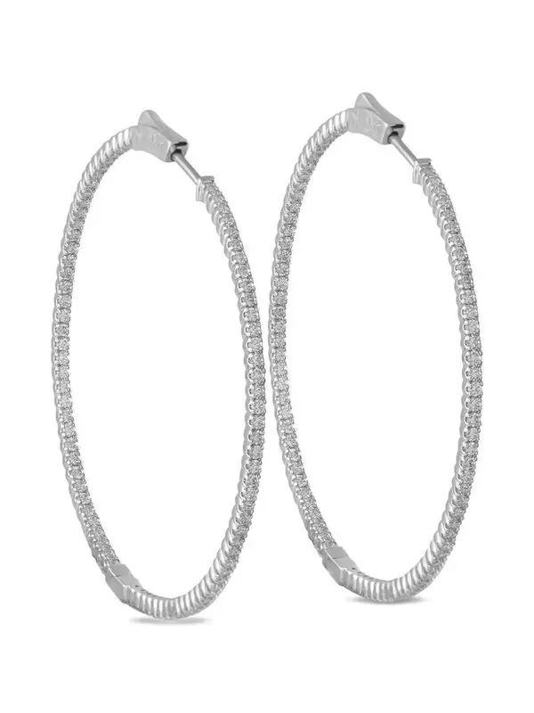 LB EXCLUSIVE 1.78 Tcw Diamond Hoop Earrings - Silver