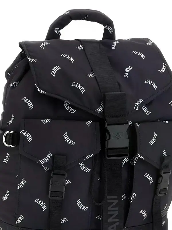 GANNI Logo-print Buckle Backpack