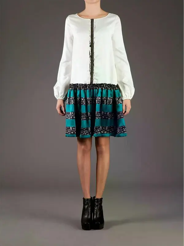 Twisty Parallel Universe Contrast Shirt Dress