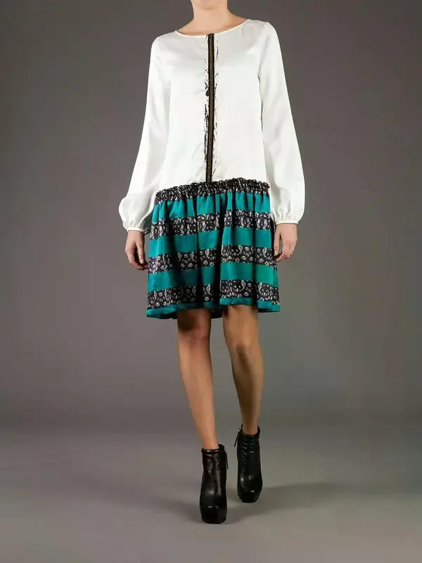 Twisty Parallel Universe Contrast Shirt Dress