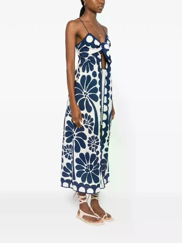 Farm Rio Floral Tie Top - White