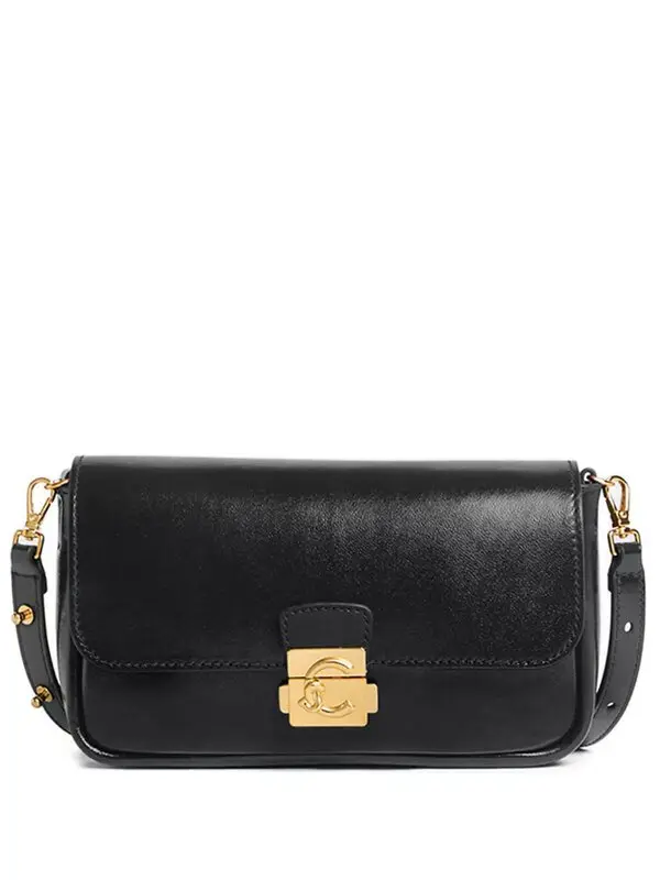 COCCINELLE Mini Shoulder Bag With Lock Logo Plaque - Black