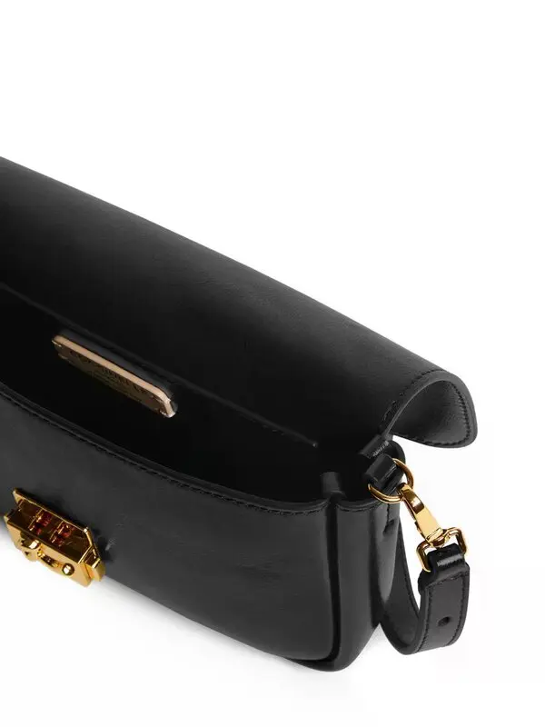 COCCINELLE Mini Shoulder Bag With Lock Logo Plaque - Black