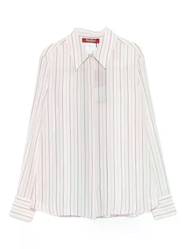 Max Mara Striped Long-sleeved Shirt - Neutrals