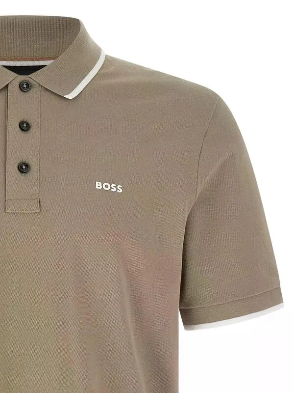 BOSS Logo-detail Polo Shirt - Neutrals