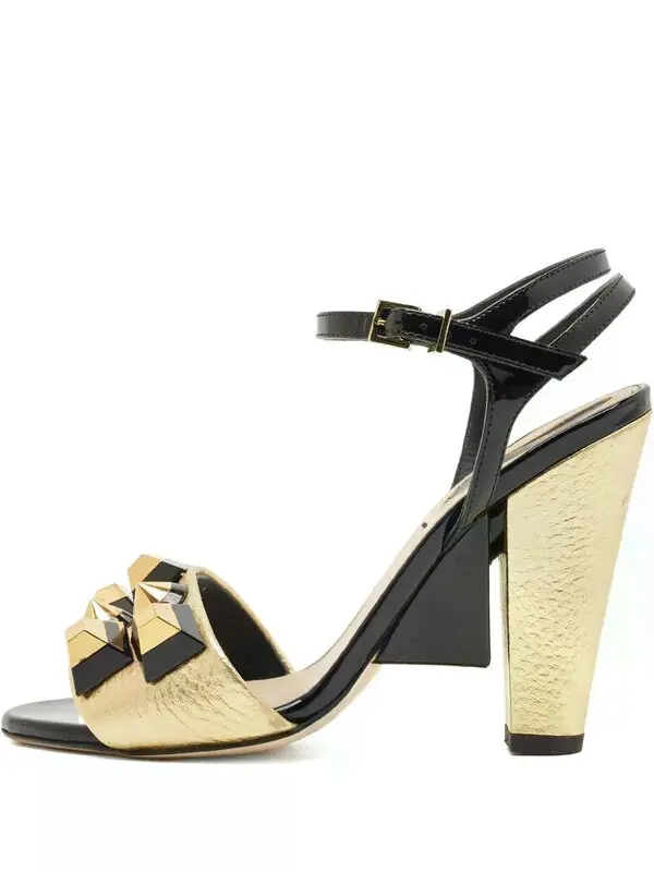 Fendi Studded Ankle-strap Sandals - Gold
