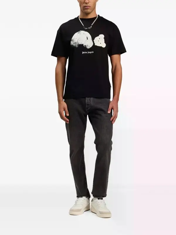 Palm Angels Spray Broken Bear Graphic T-shirt - Black